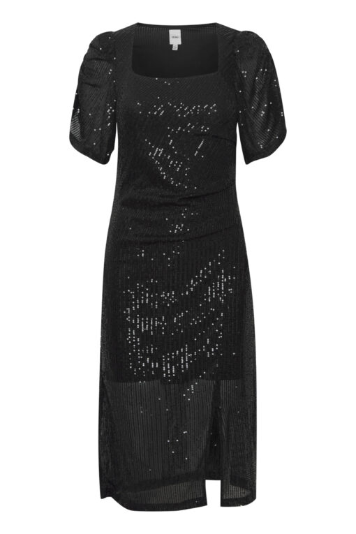 Ichi Fay Midi Kjole Sort Glimmer - Vogelius Glow