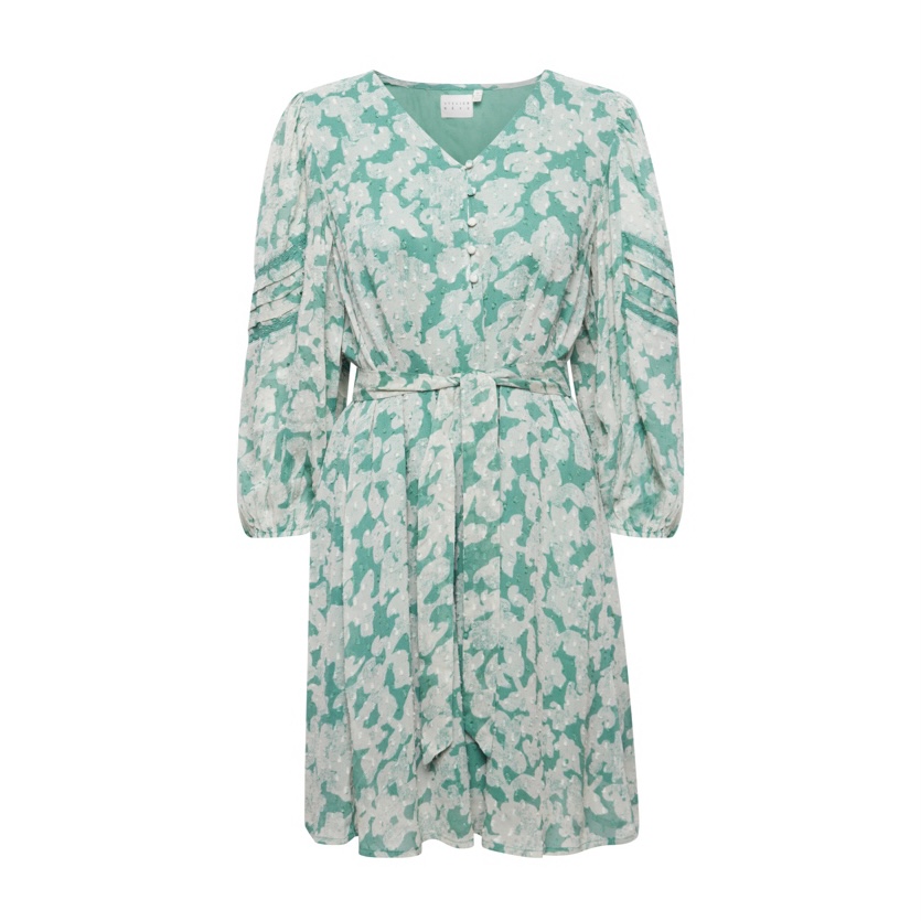 Atelier Reve Evellin Midi Kjole Grøn Mønstret - Vogelius Glow